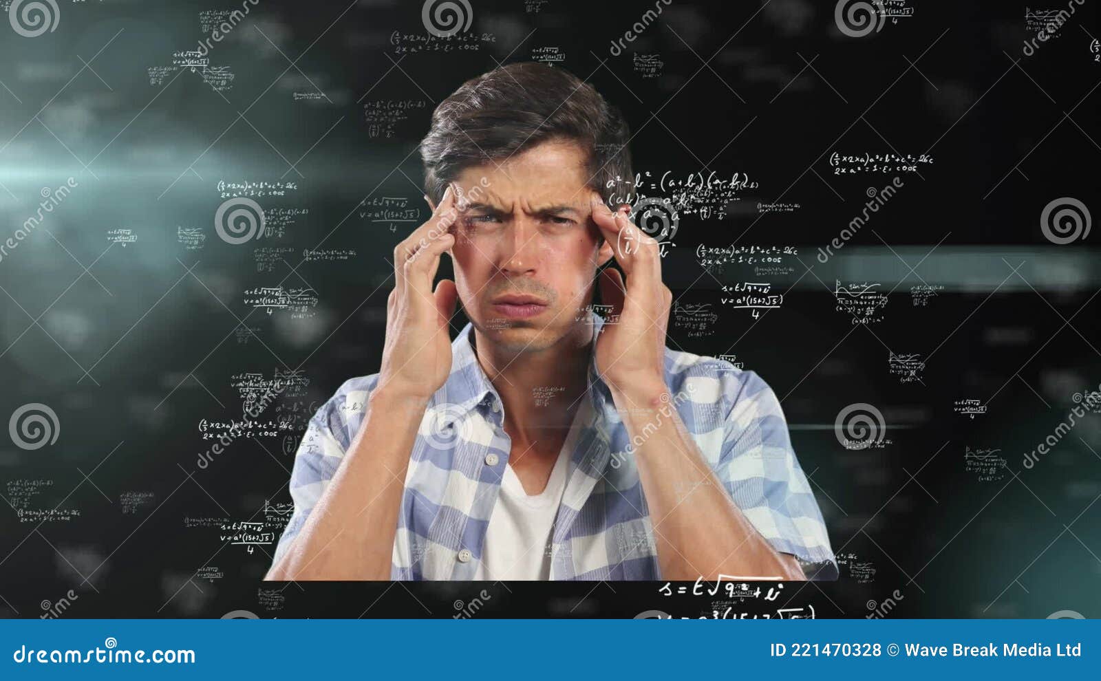 Animation of Mathematical Equations Over Stressed Man Thinking Stock ...