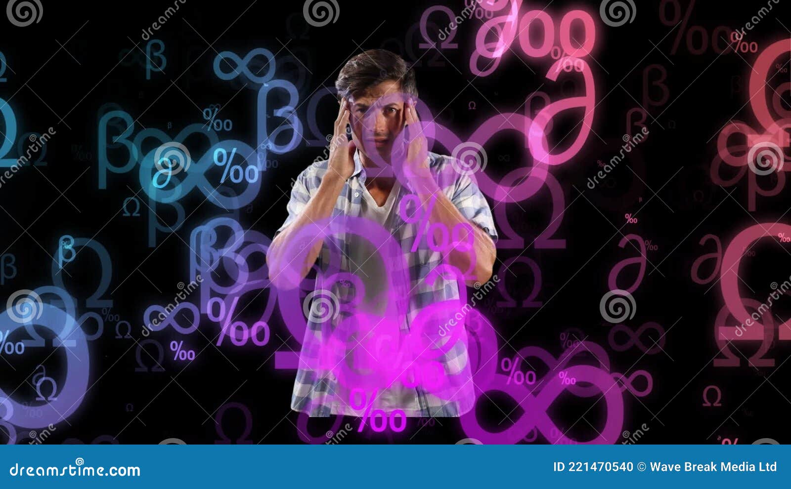 Animation of Mathematical Equations Over Stressed Man Thinking Stock ...