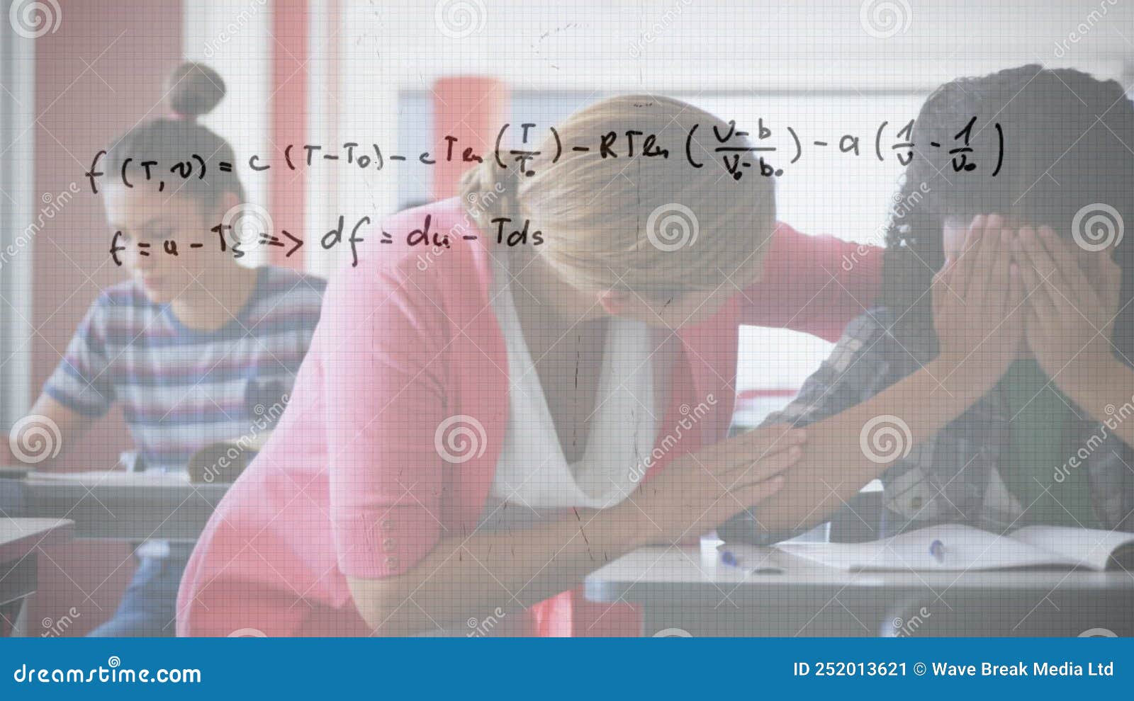 Animation of Mathematical Formulas Over Diverse Group of Students Stock ...