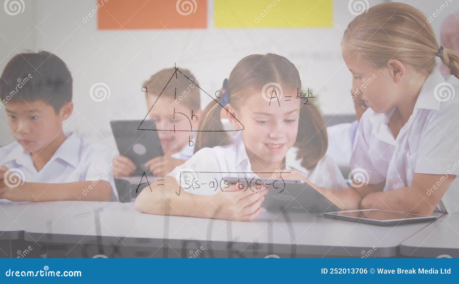 Animation of Mathematical Formulas Over Diverse Group of Students Stock ...