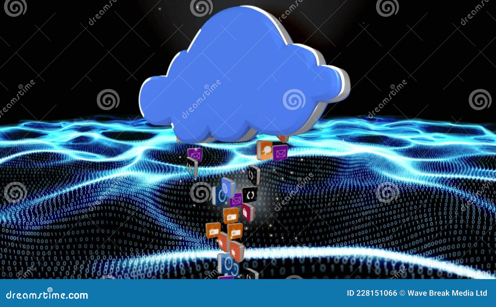 Animation Of Media Icons Over Binary Coding Stock Footage Video Of Computer Generated 228151066