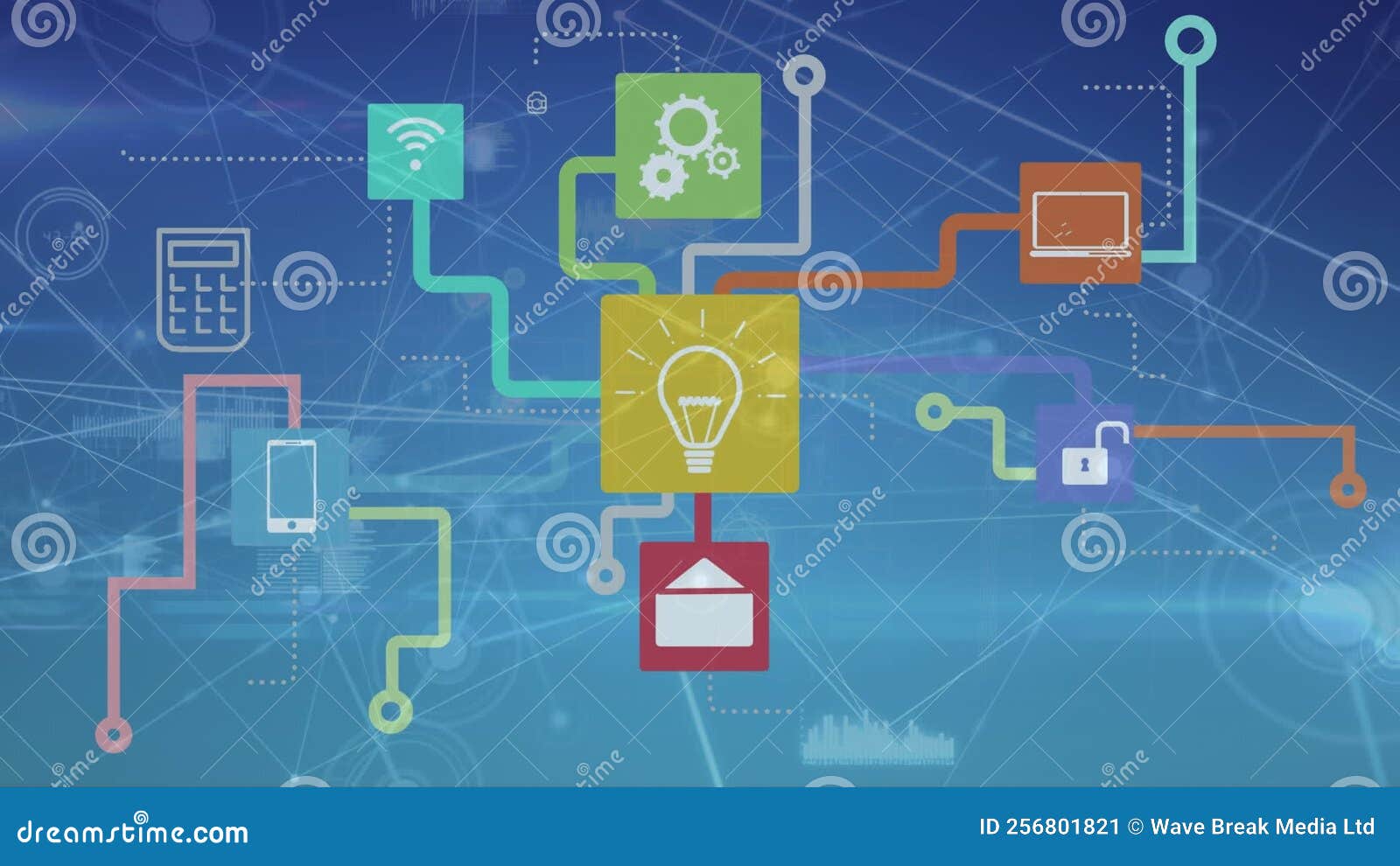Animation of Media Icons Over Data Processing Stock Video - Video of ...