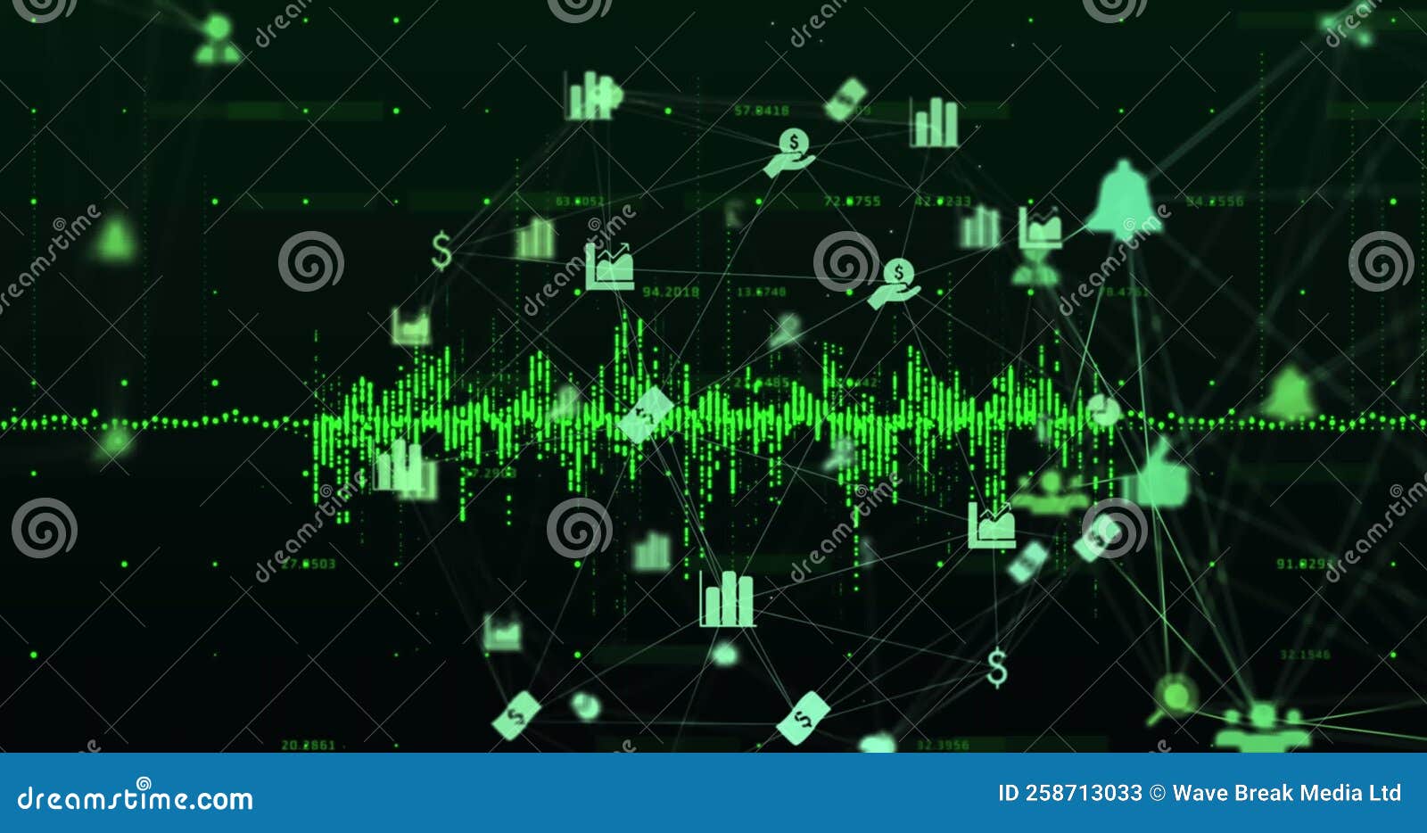 Animation of Media Icons Over Data Processing Stock Video - Video of ...