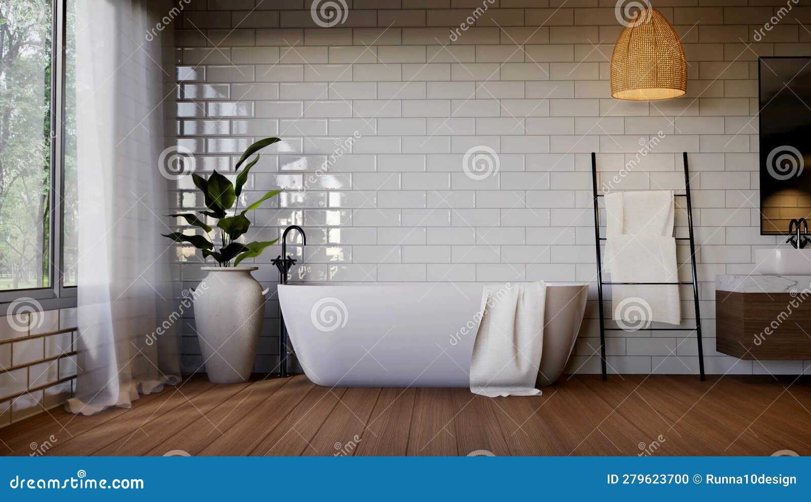 Animation of Modern Contemporary Bathroom with Empty Tile Wall 3d ...