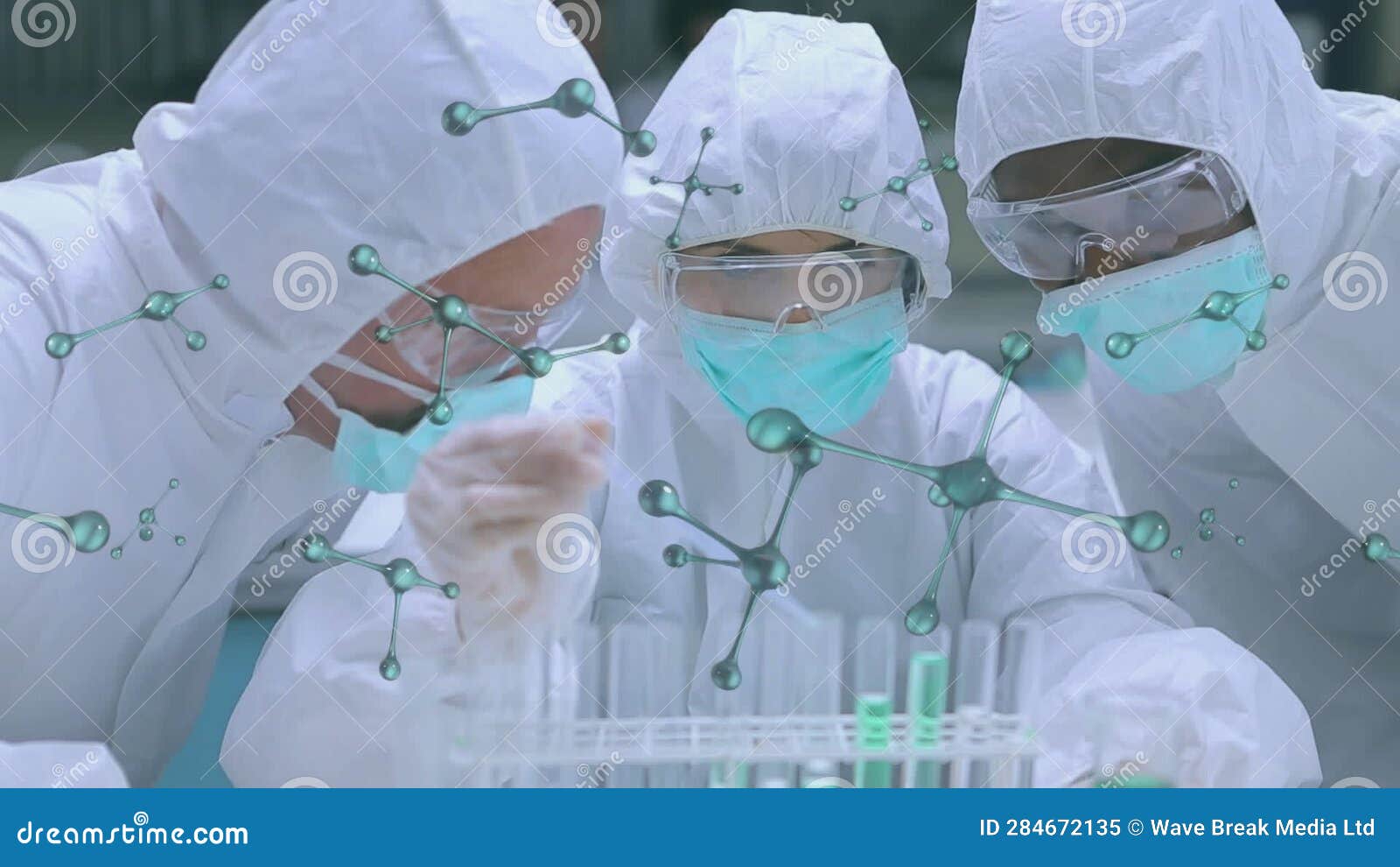 Animation of Molecules Over Diverse Scientists with Laboratory Test ...