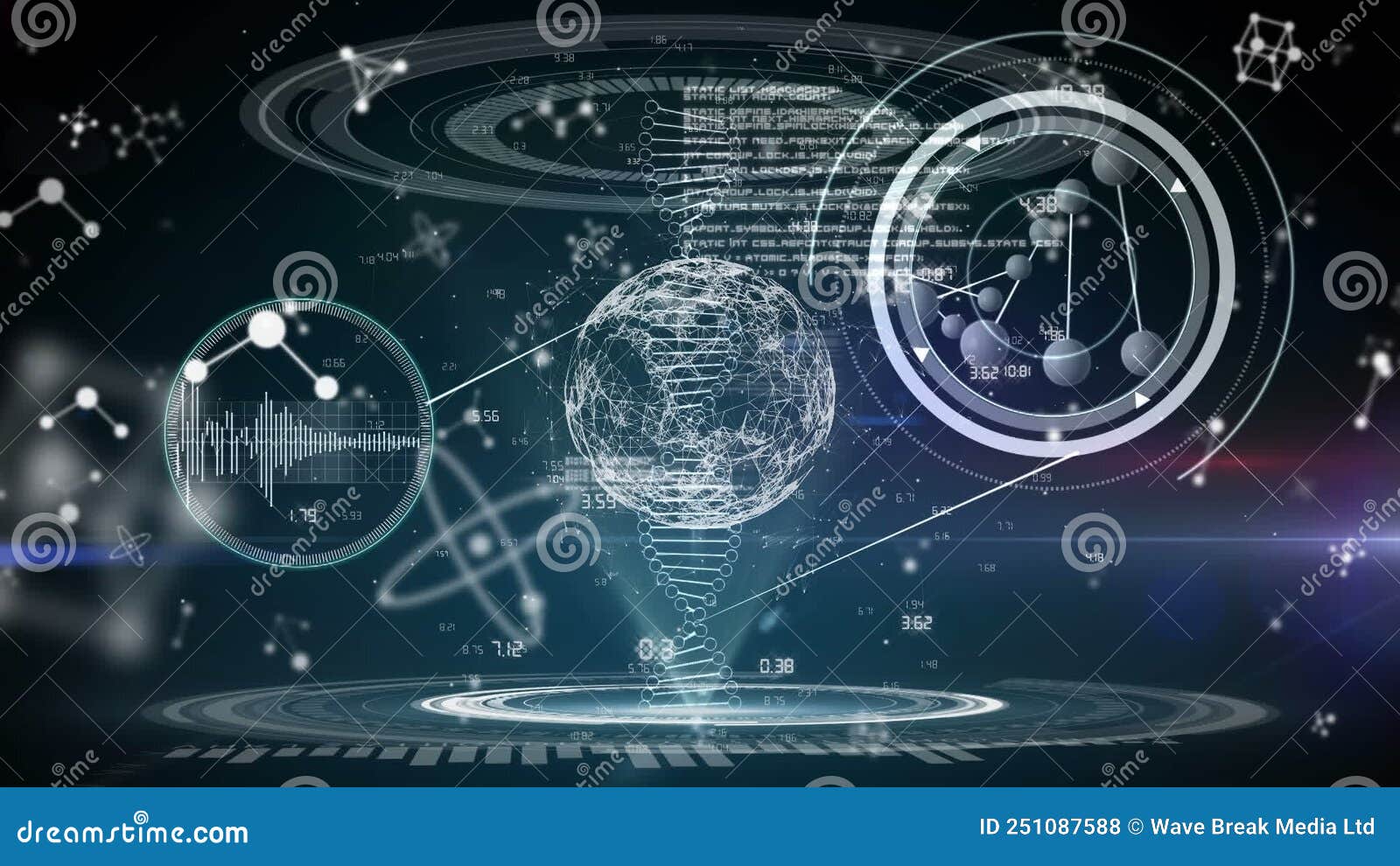 No People Animation Molecule Scientific Data Processing Globe Black ...