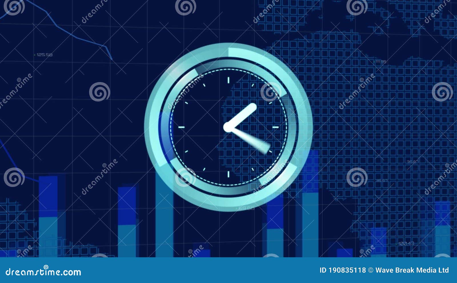 Digital Clock Icon Statistical Data Processing Against World Map Stock ...
