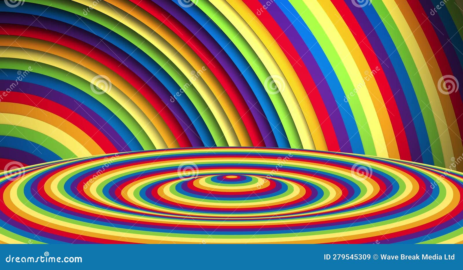 Animation of Moving Rainbow Coloured Circular Surface and Background ...