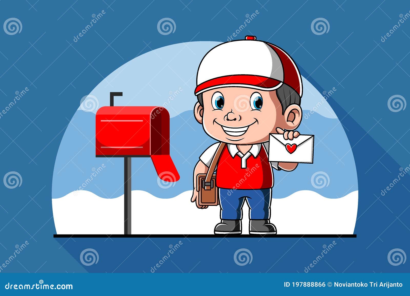 The Mr. Postman Holding the Mail in His Hand Stock Vector ...