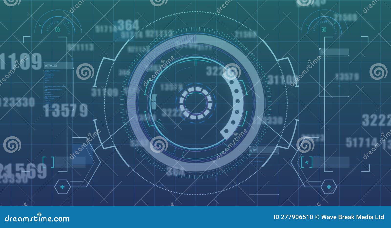 Animation of Multiple Changing Numbers Falling Over Round Scanner ...