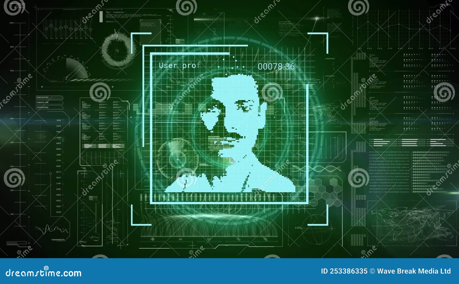 Animation of Multiple Changing Profile Icons Over Digital Interface ...