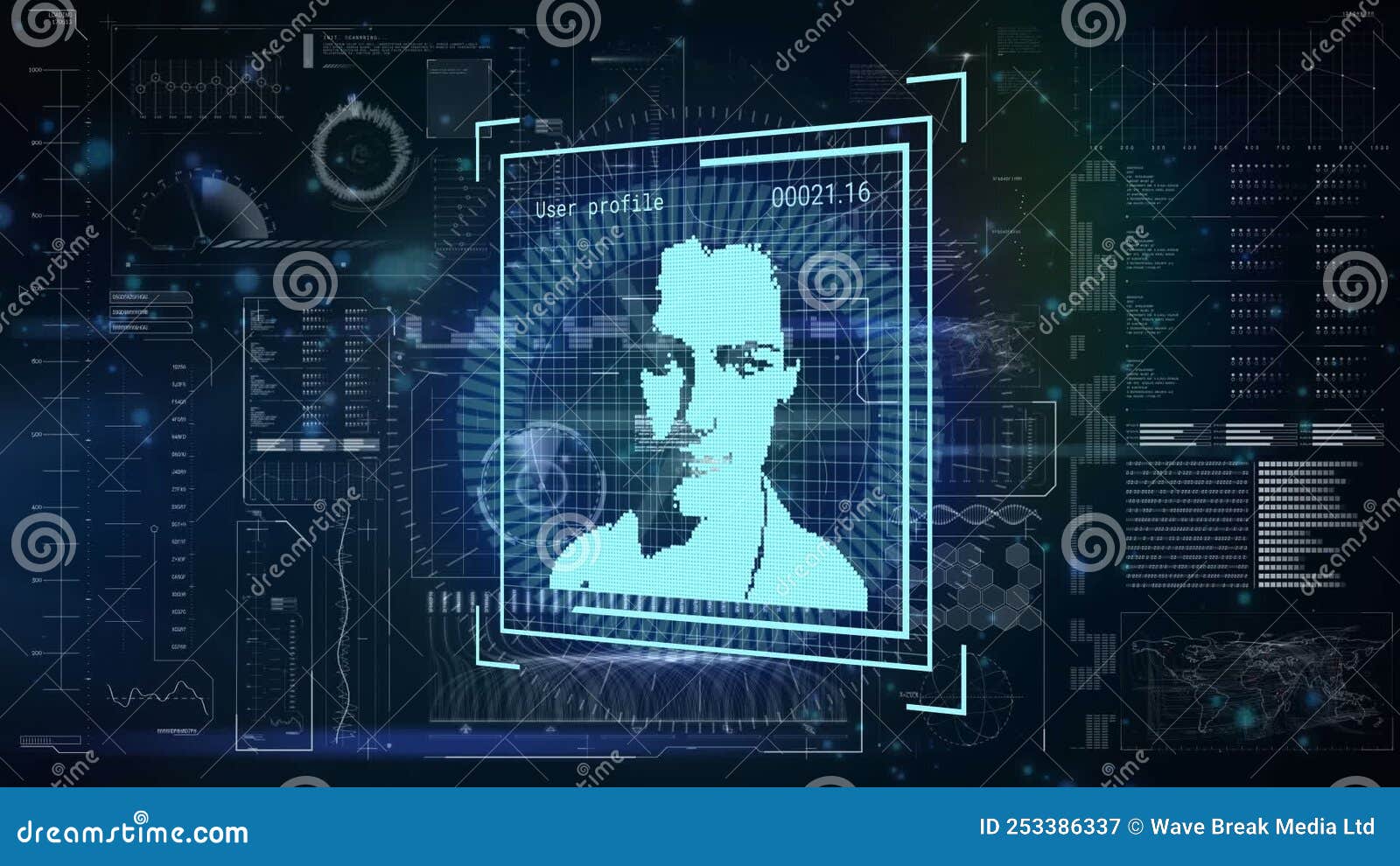 Animation of Multiple Changing Profile Icons Over Digital Interface ...