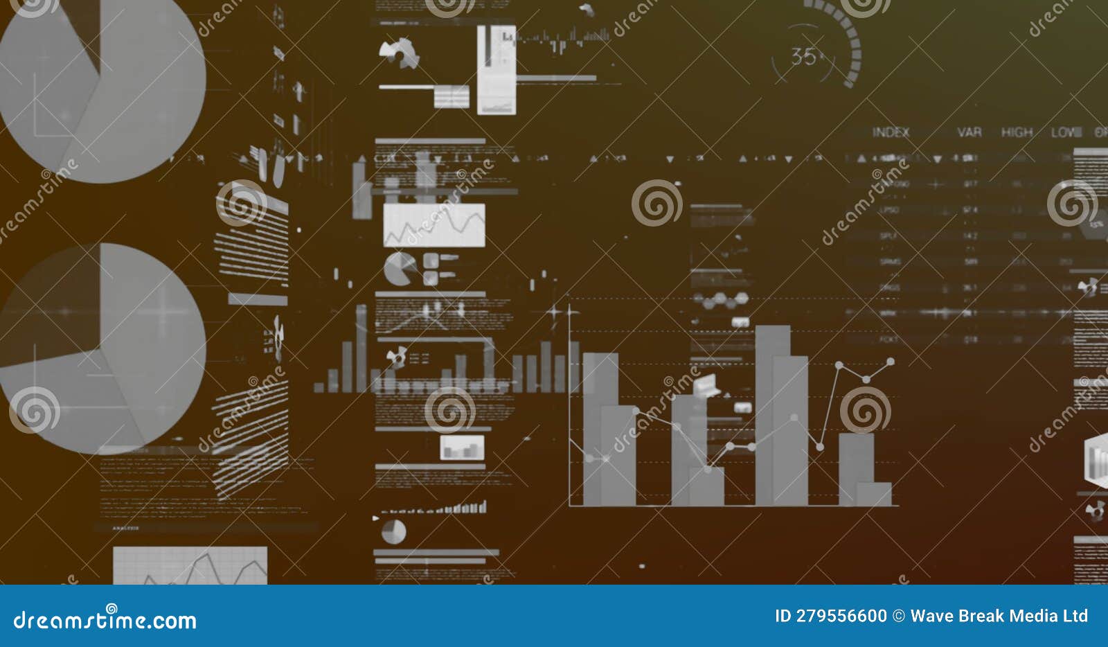 Animation of Multiple Graphs, Changing Numbers and Loading Circles Over Computer Language Stock ...
