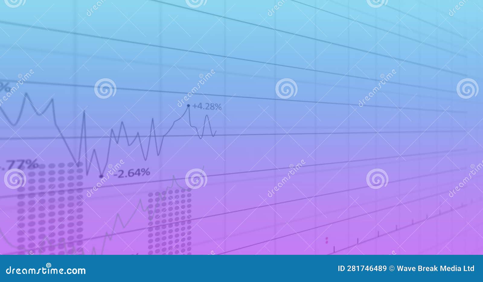Animation of Multiple Graphs with Changing Numbers Over Grid Pattern Against Gradient Background ...