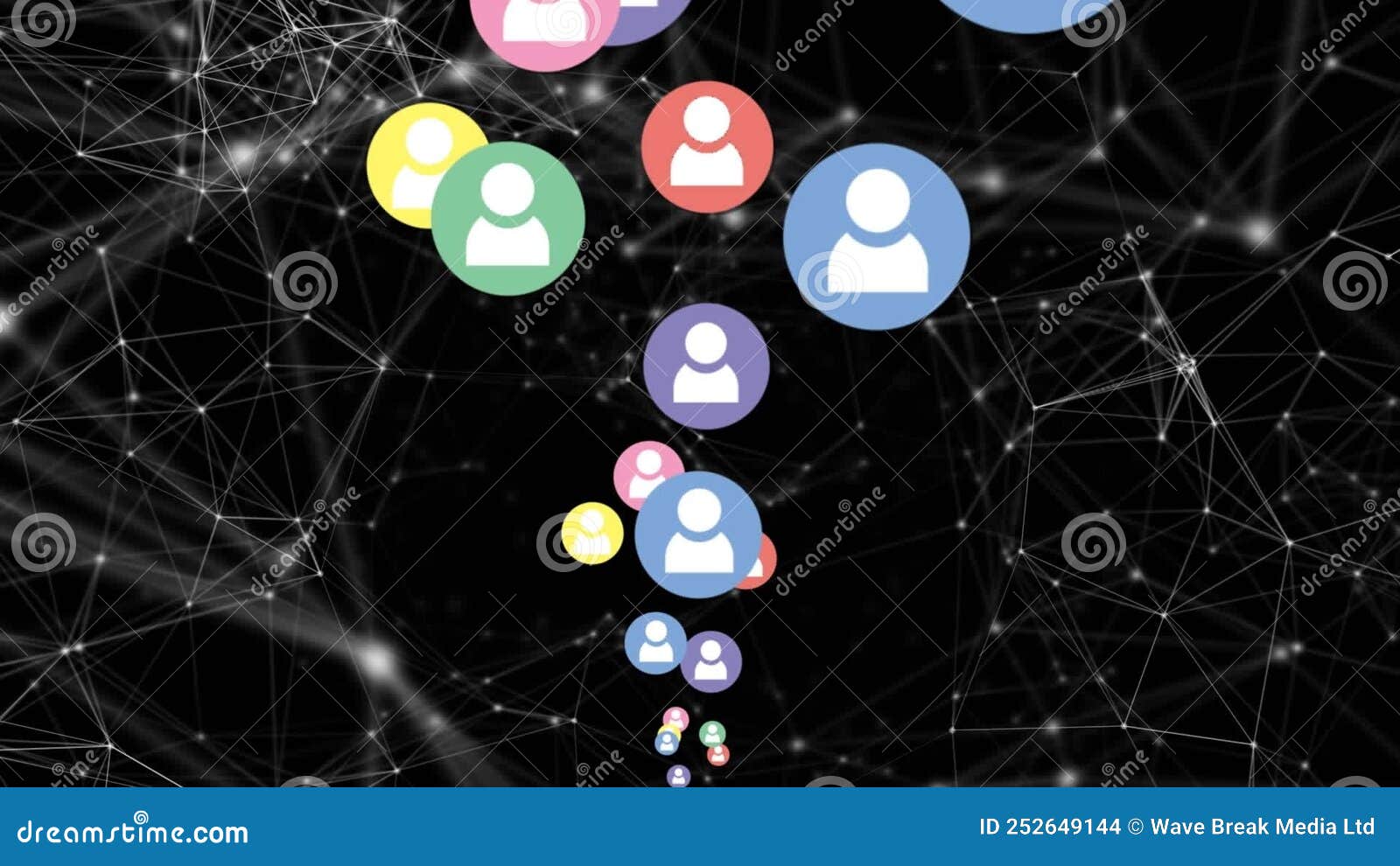 No People Animation Multiple Profile Icon Floating Network Connection ...