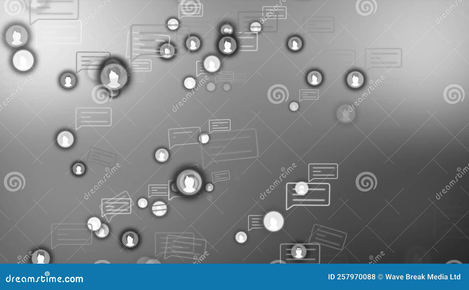 No People Animation Multiple Profile Message Icon Floating Grey ...