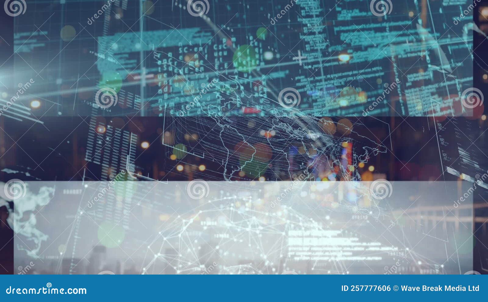 Animation of Multiple Screens with Data Processing Against Night City ...