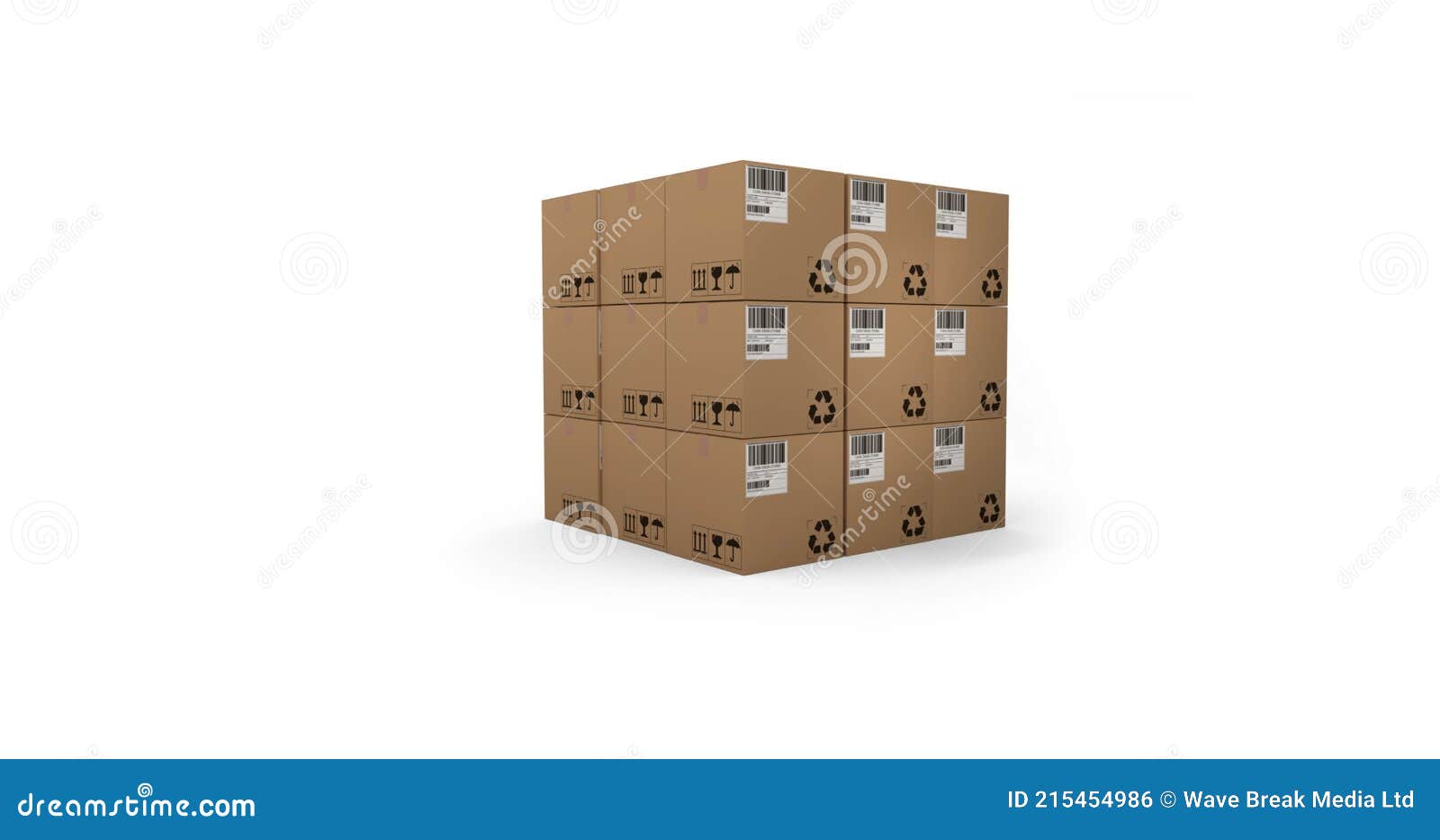Animation of Multiple Stacked Up Cardboard Boxes Moving on White ...