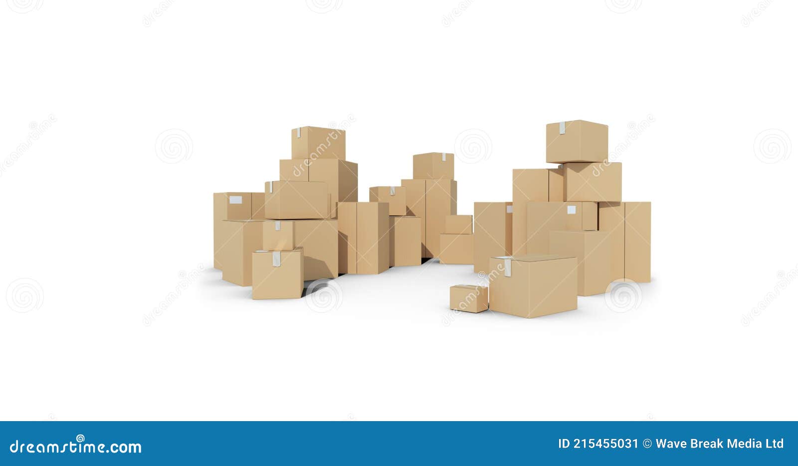 Animation of Multiple Stacked Up Cardboard Boxes Moving on White ...