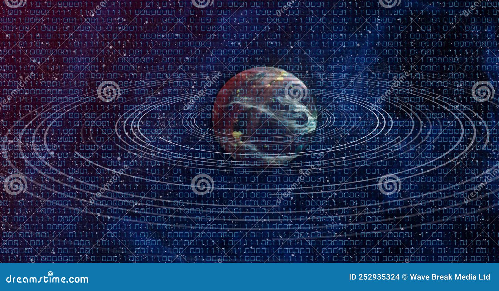 Animation of Navy Planet in Black Space with Binary Code Stock Footage ...