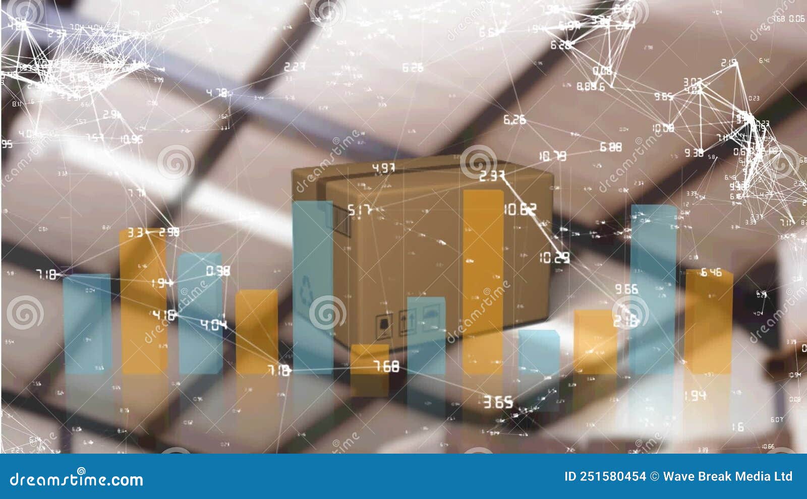 Animation of Network of Connection Over Graph and Box Stock Footage ...