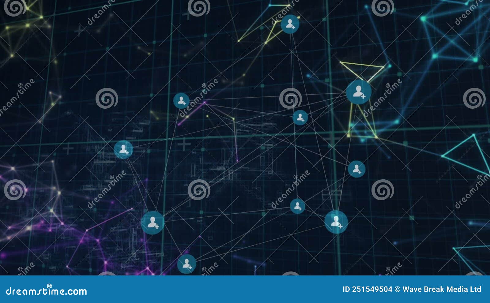 Animation of Network of Connections on Black Digital Screen Stock ...