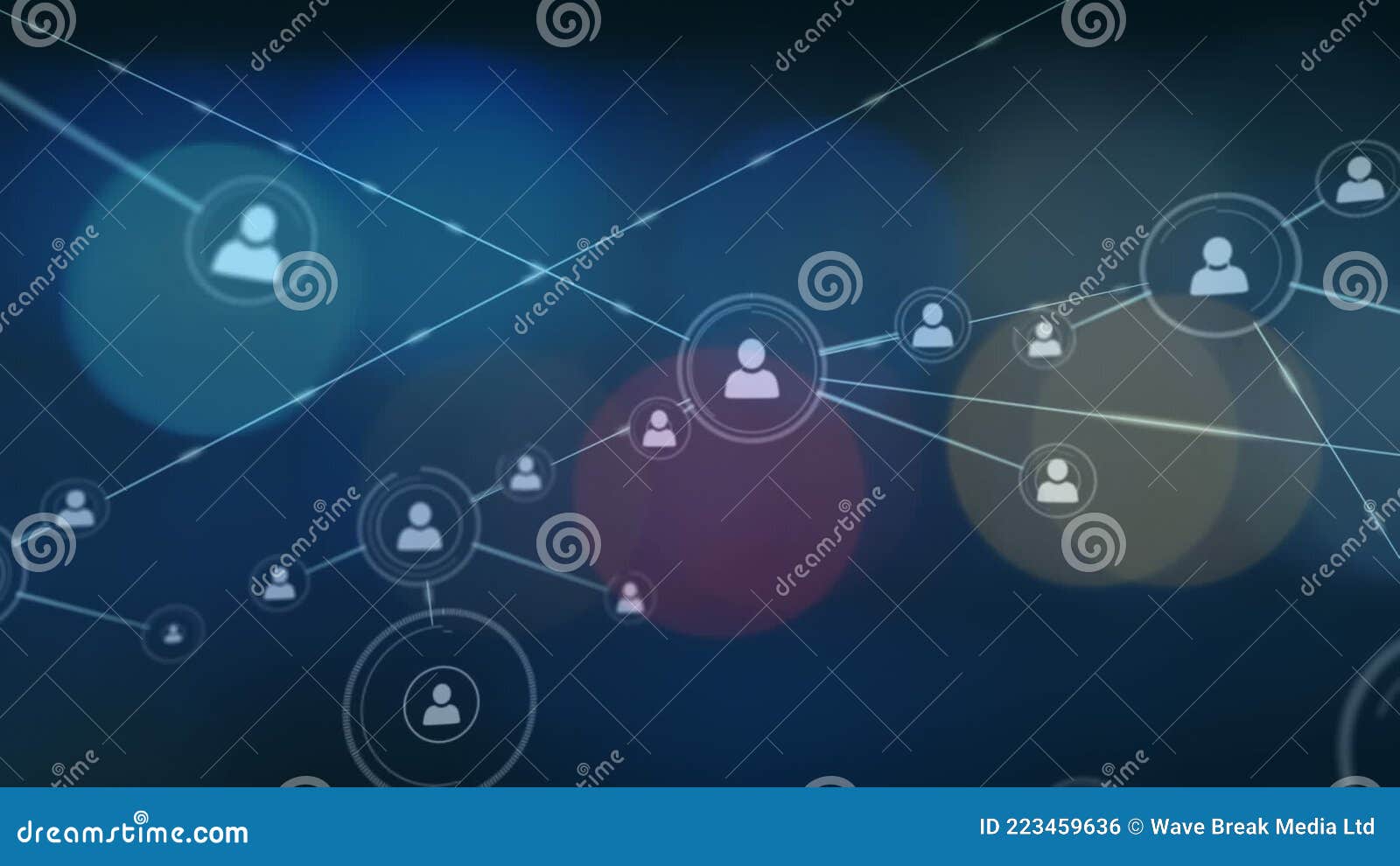 Animation of Network of Connections with Icons on Black Back Ground ...