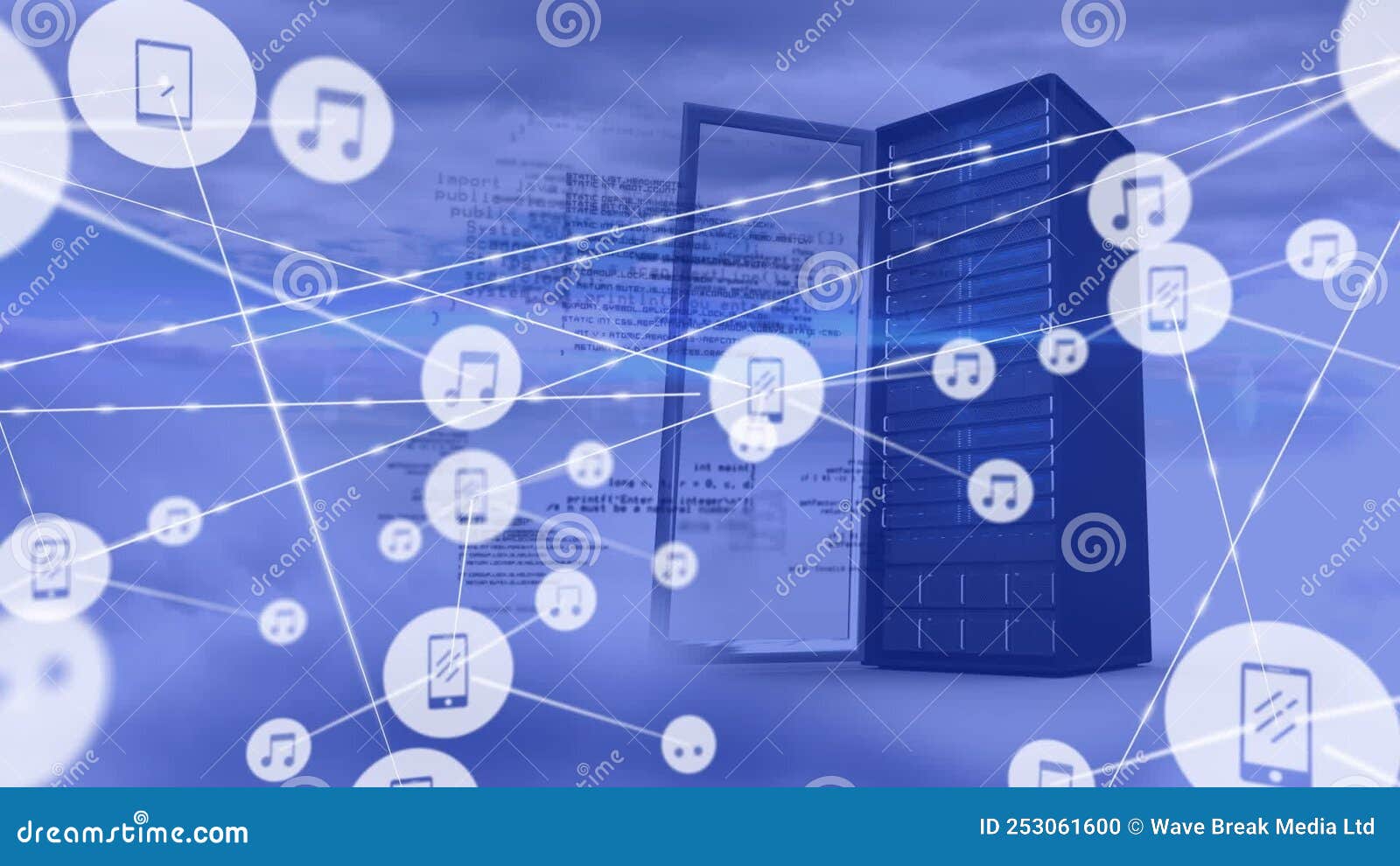 No People Animation Network Connection Icon Data Processing Computer Server Cloud Computing ...