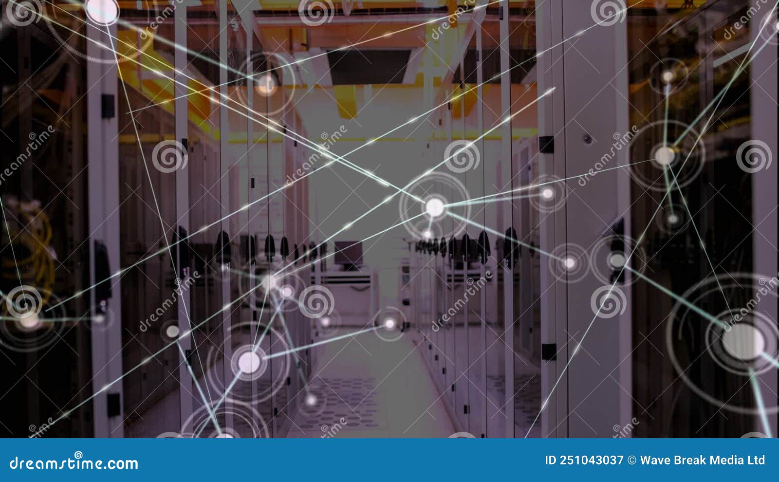 Animation of Network of Connections with Icons Over Servers Stock Video ...