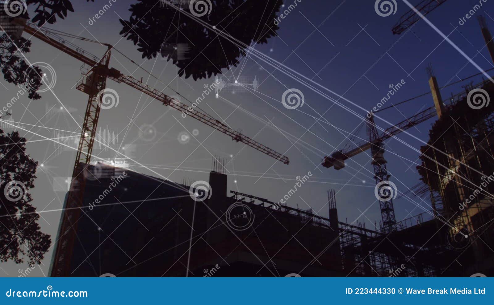 Animation of Network of Connections Over Construction Site Stock ...