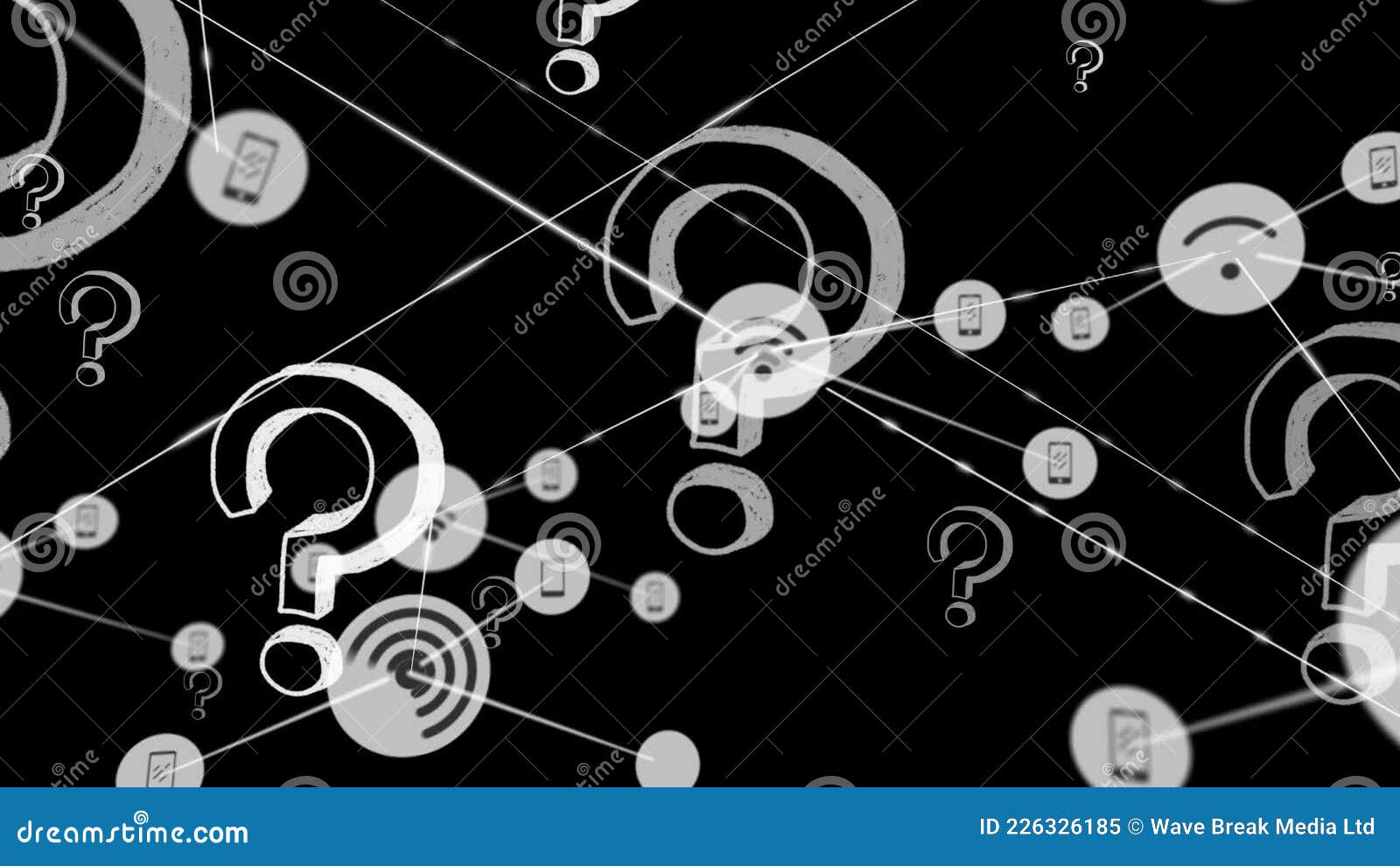 Animation of Network of Connections Over Question Mark Stock Video ...