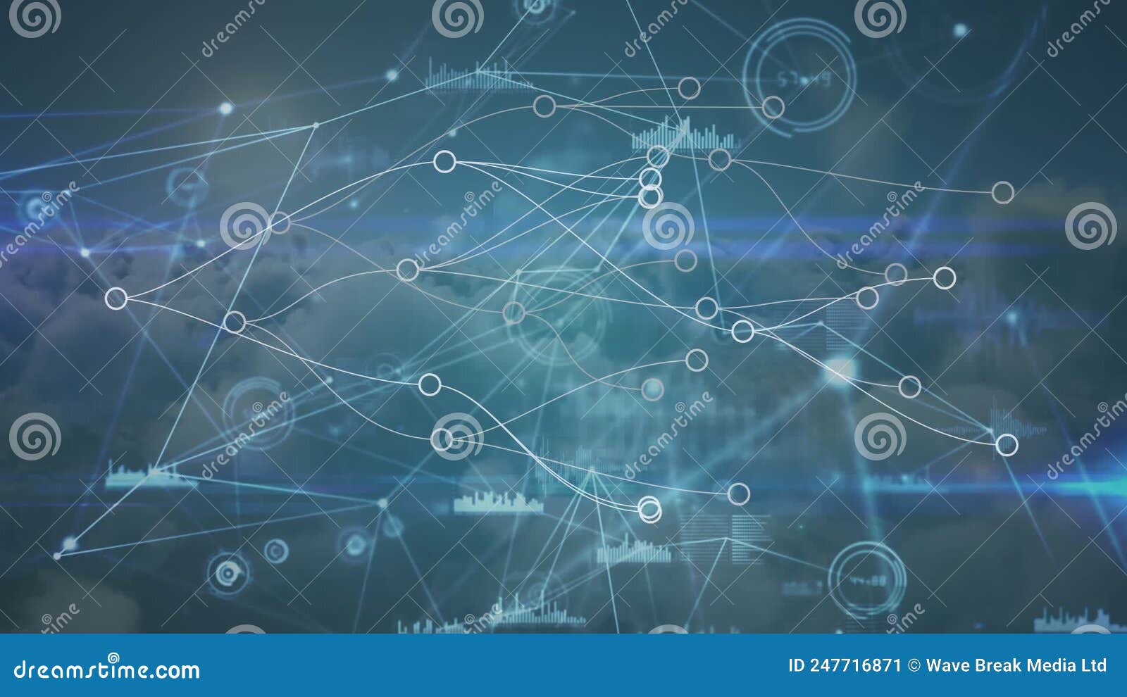 Animation of Network of Connections Over Sky with Clouds Stock Video ...