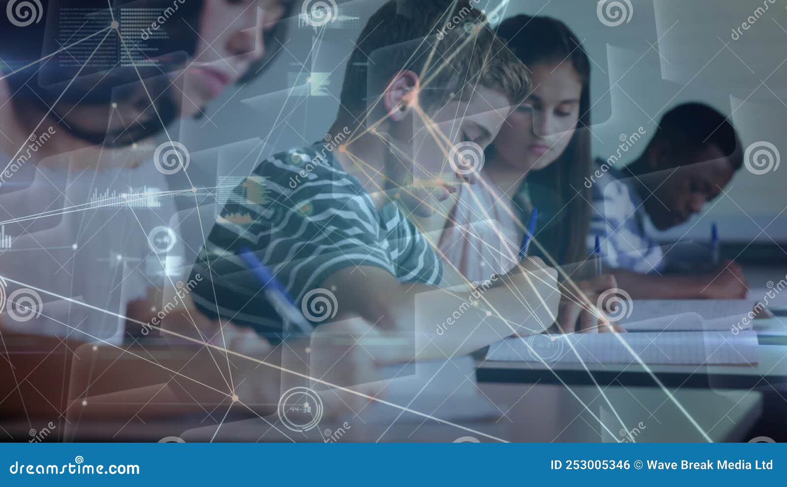 Animation of Network of Connections Over Students in Classroom Stock ...
