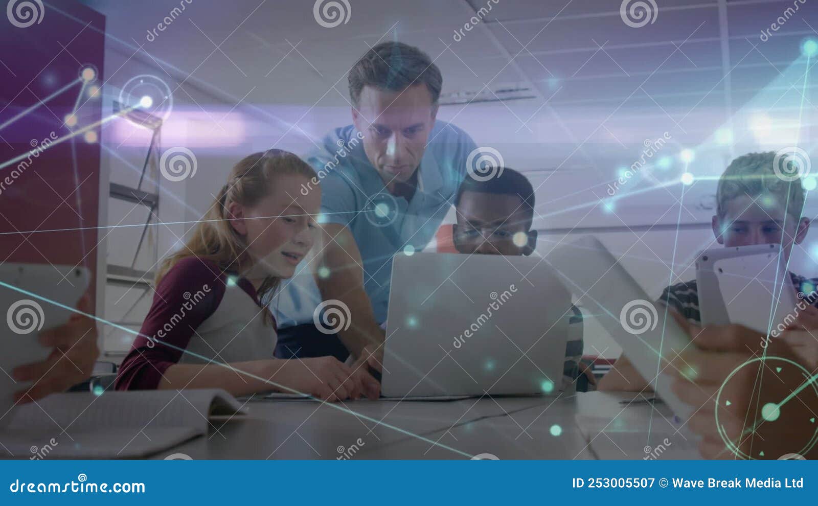 Animation of Network of Connections Over Students in Classroom Stock ...