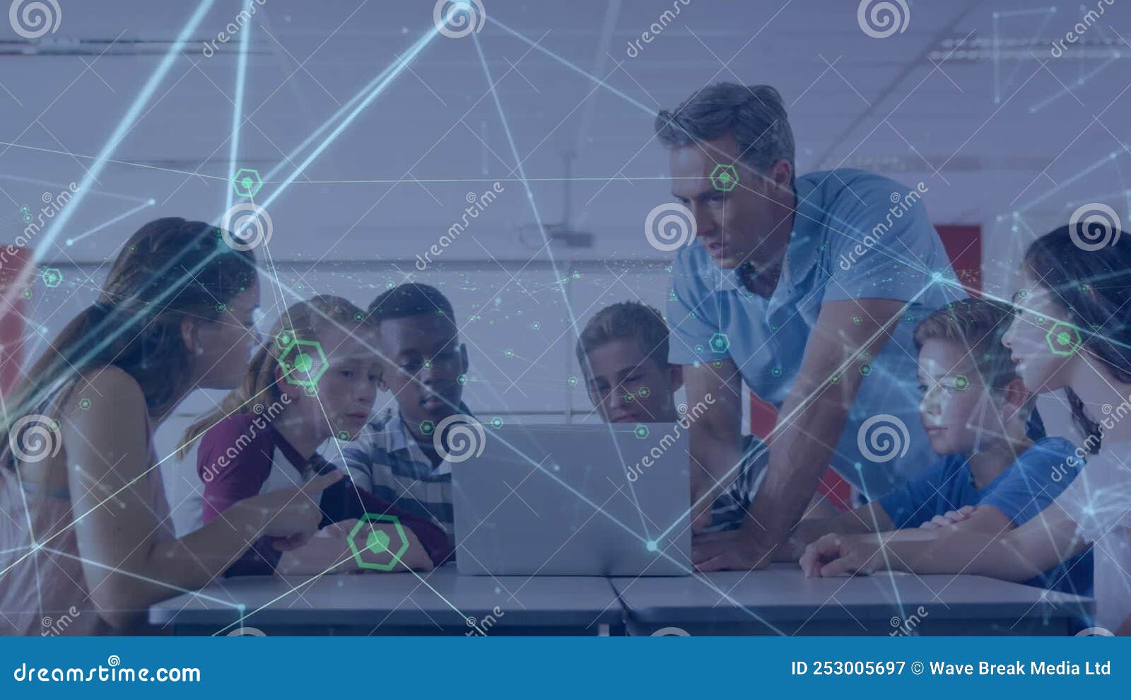 Animation of Network of Connections Over Students in Classroom Stock ...