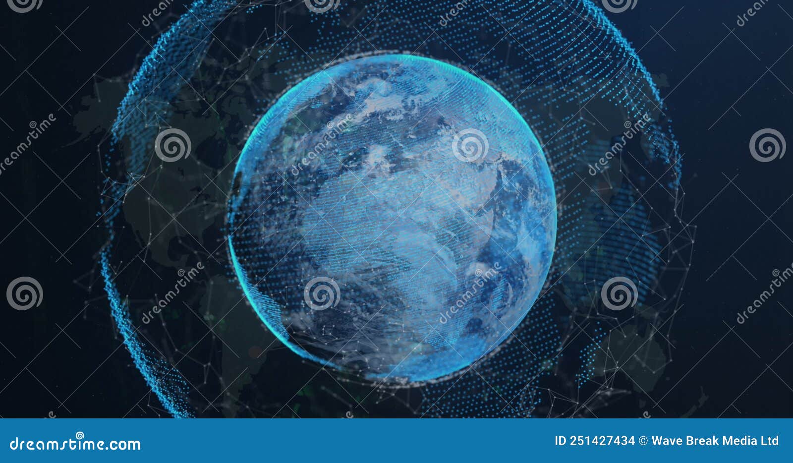 Animation of Network of Connections Over World Map and Globe Stock ...