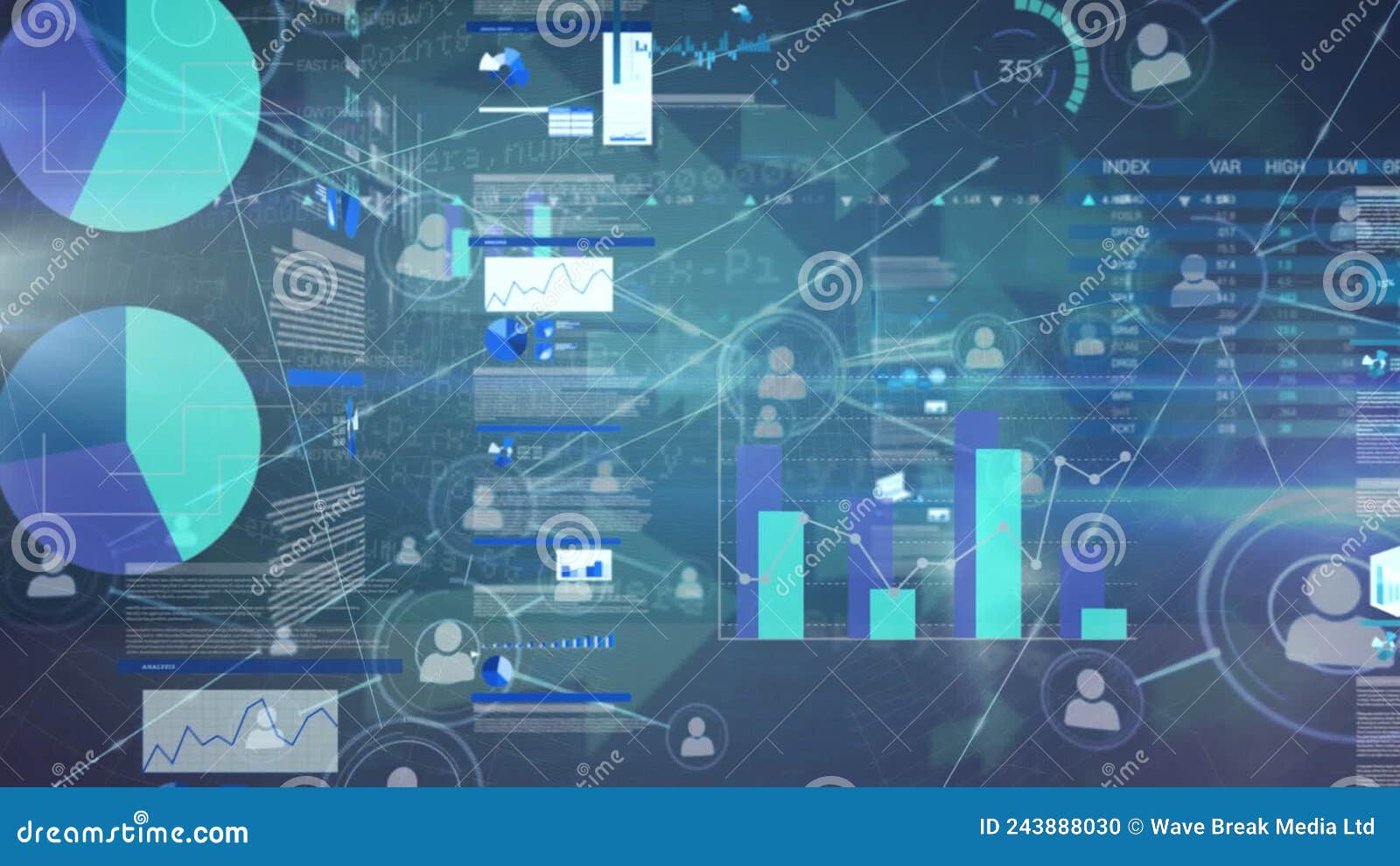 Animation Of Network Of Connections With People Icons Over Binary Coding Data Processing Stock