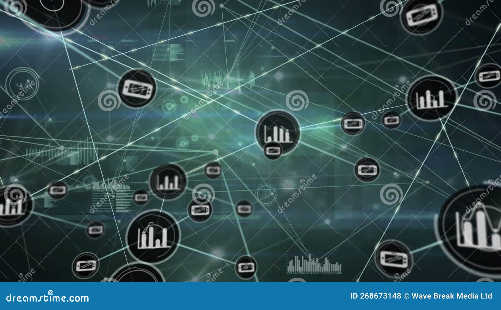 Animation of Network of Digital Icons and Data Processing Against Grey Background Stock Footage ...