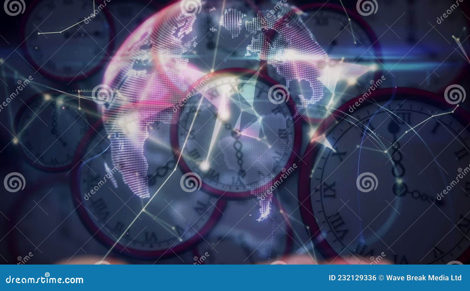Animation of Networks of Connections and Globe Over Multiple Clocks ...