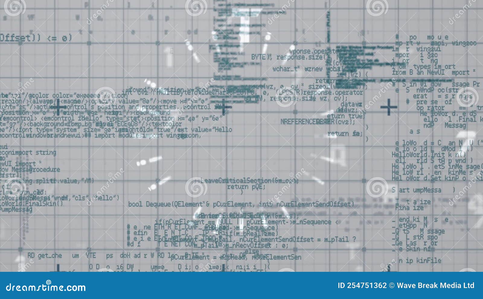 Animation of Numbers and Alphabets on Data Processing Over Digital Interface with Grid Pattern ...