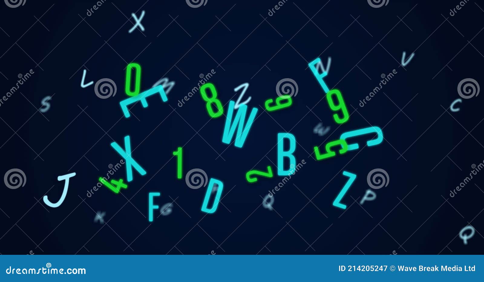 Animation of Numbers and Letters Changing on Blue Background Stock ...