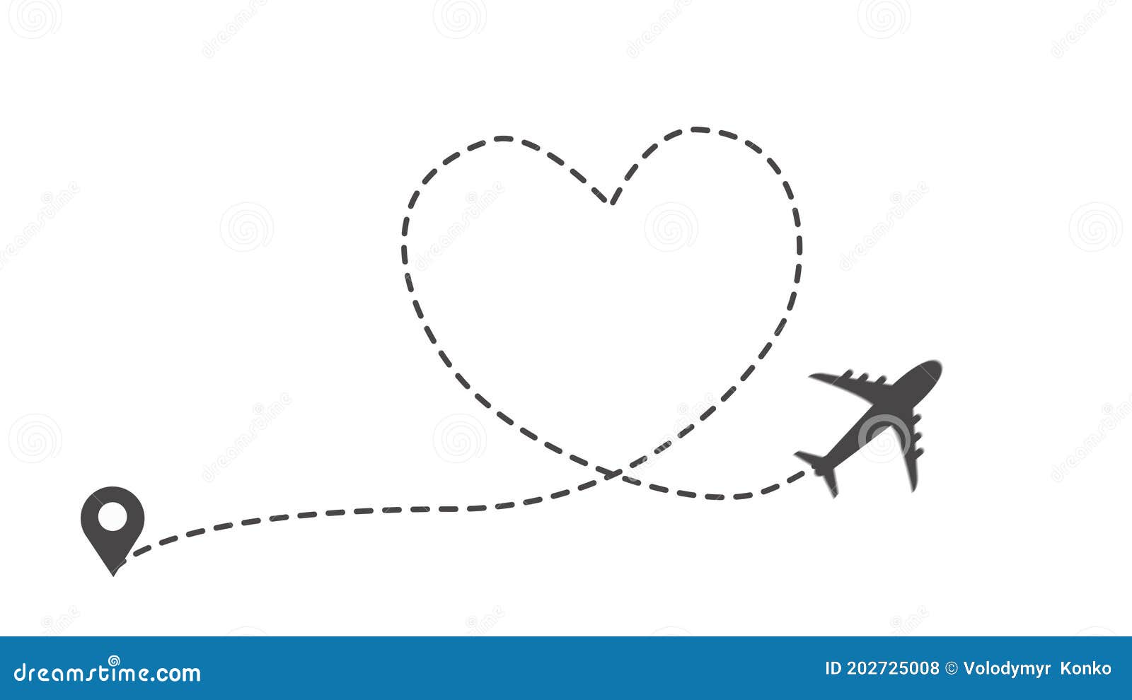 Animation of One Dashed Line Drawing of Passenger Airplane and Heart ...