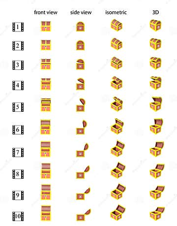 Animation of the Opening of the Chest in Different Angles. Stock Vector ...