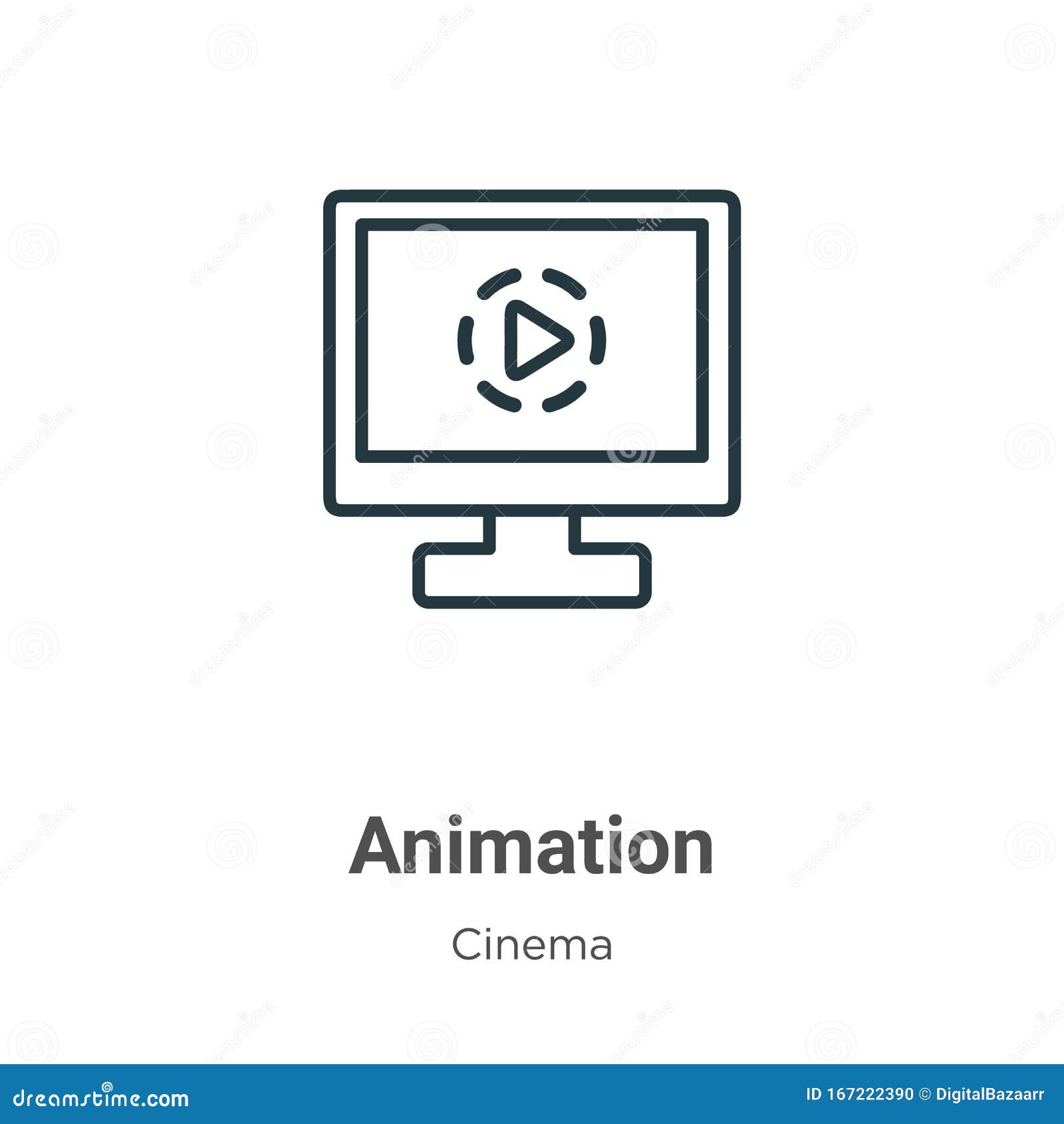 Animation Outline Vector Icon. Thin Line Black Animation Icon, Flat ...