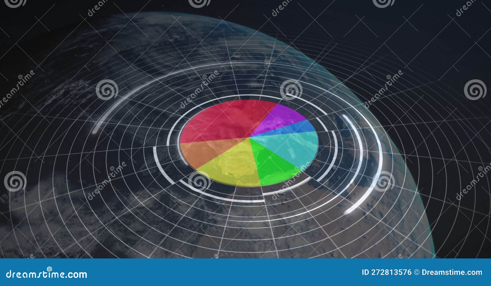 Animation of Pie Chart and Connections Over Globe Stock Illustration ...