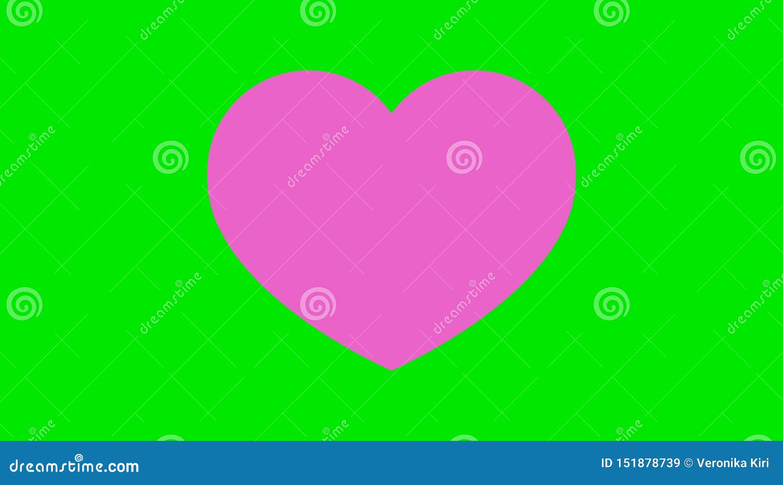 Animation of Pink Beating Heart on a Green Screen. Heart Frame Dynamic ...