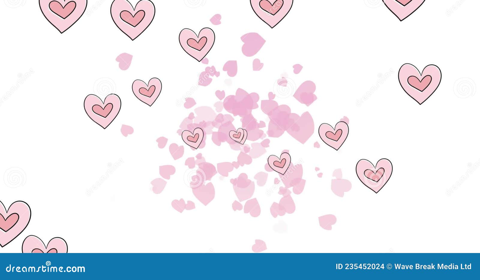 Animation Of Pink Hearts Floating Over White Background Stock Footage