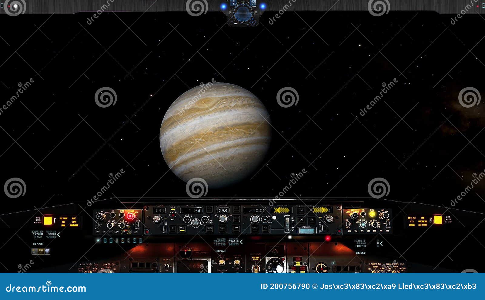 Animation of Planet Jupiter and Moons Viewed from Cockpit of Starcraft ...