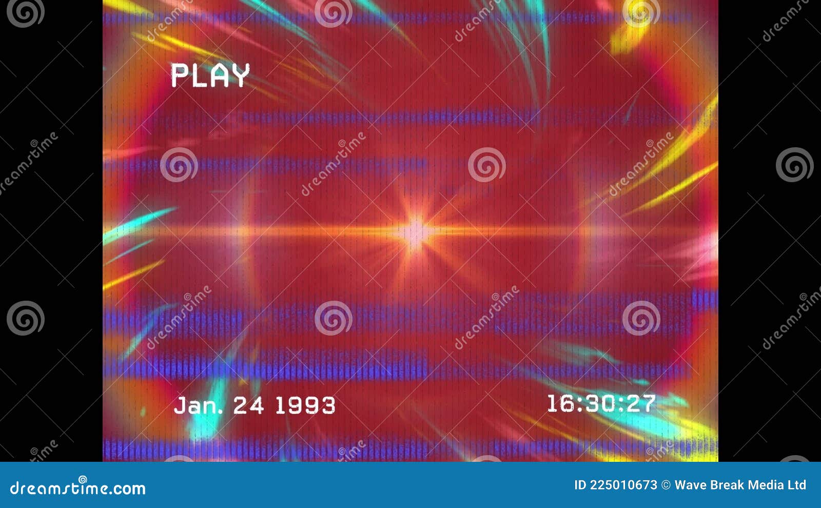 Animation of Playback Interface with Lines of Distortion, Over Swirling ...