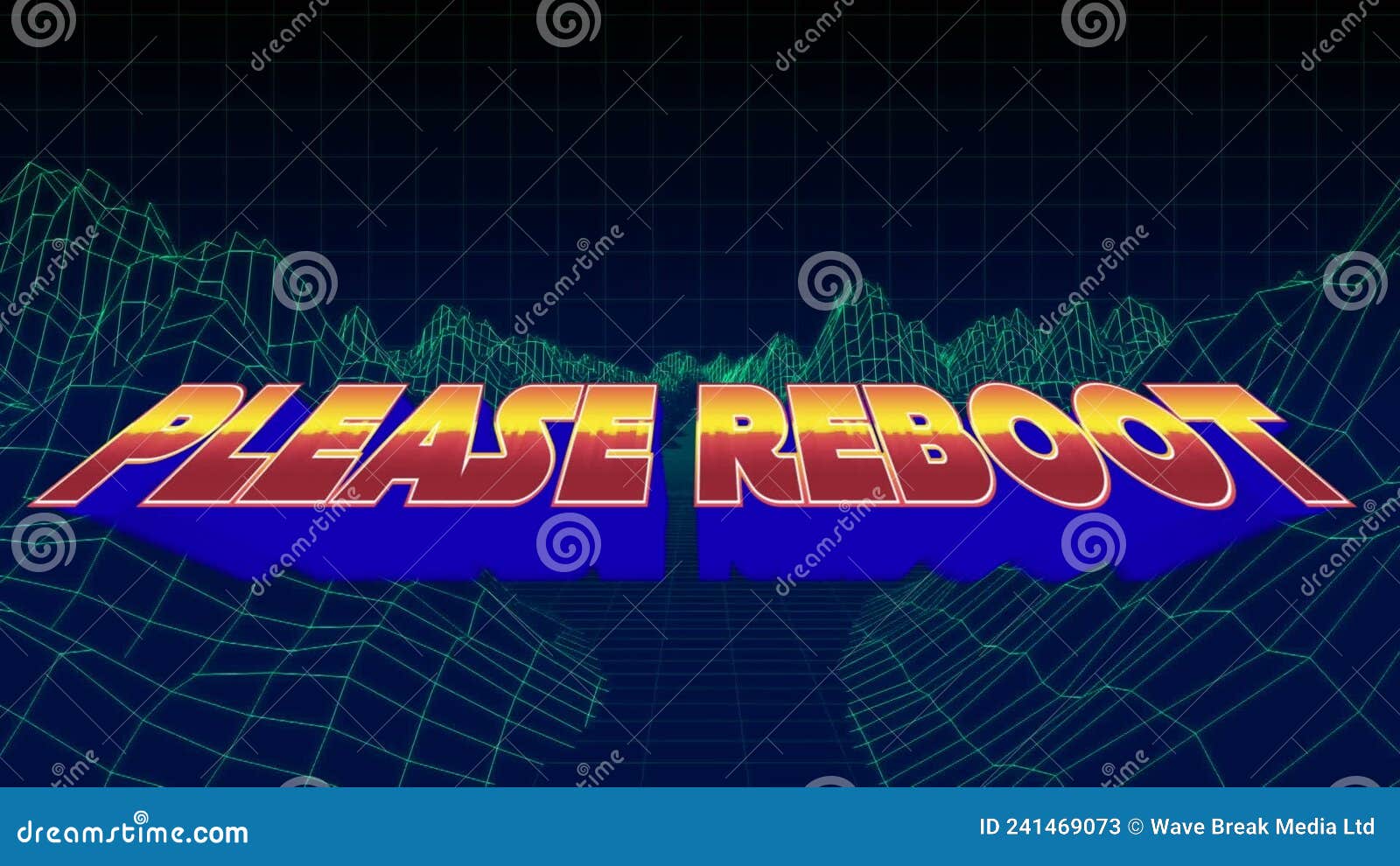 Animation of Please Reboot Text in Red and Blue Letters Over Metaverse ...